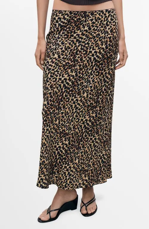 Mango Animal Print Midi Skirt