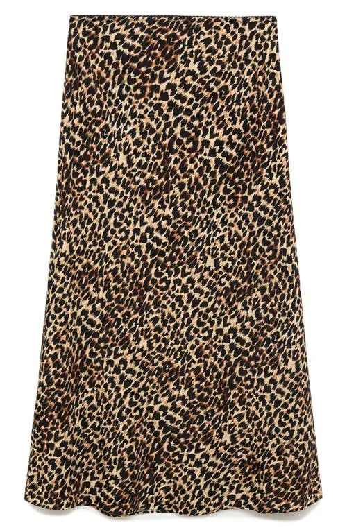 Mango Animal Print Midi Skirt
