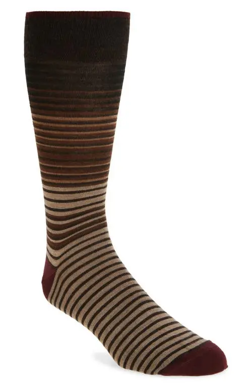 Nordstrom Gradient Stripe Wool Blend Dress Socks - Brown