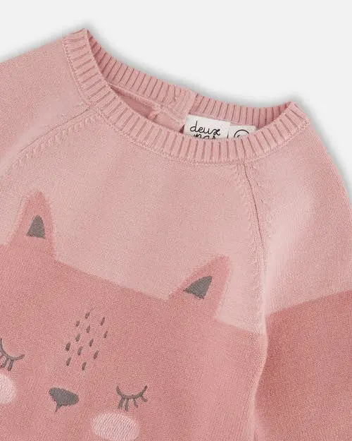 DEUX PAR DEUX Knitted Bi-color Cat Romper