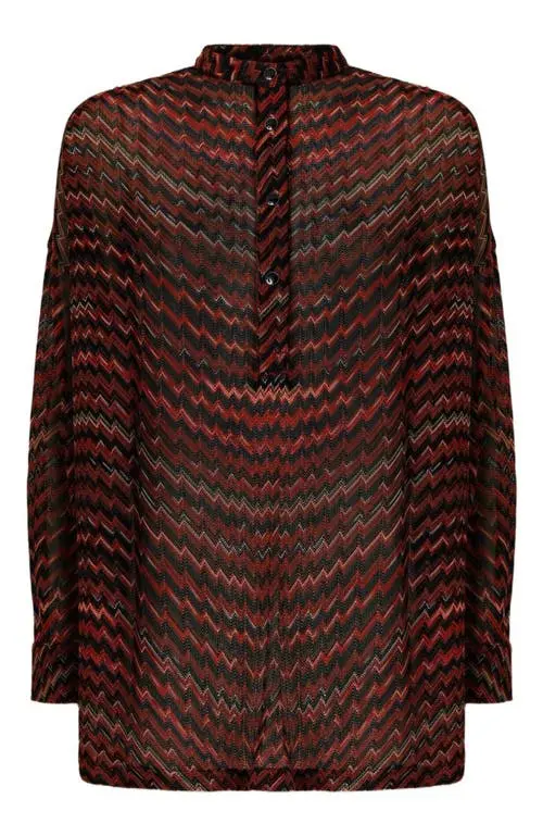 Missoni Blouse With Mandarin Collar And Zigzag Pattern