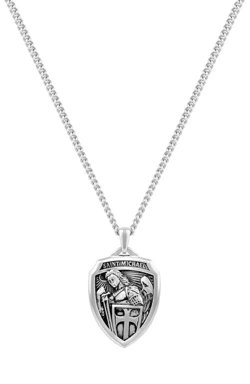 VINCERO St. Michael Shield Pendant Necklace - Silver
