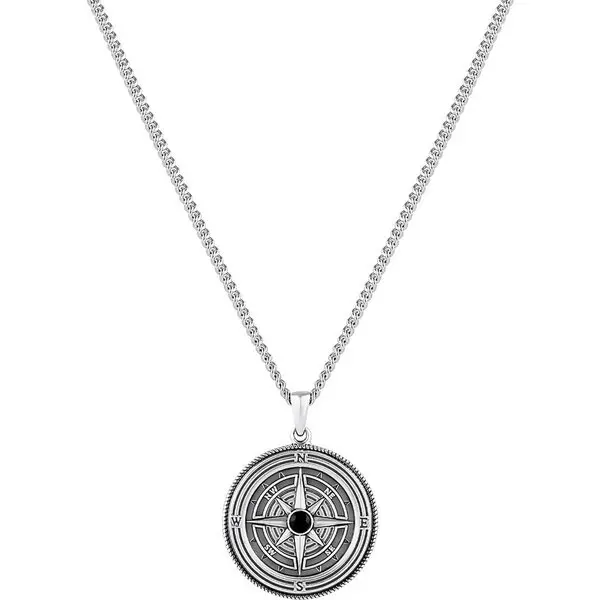 VINCERO Compass Pendant Necklace - Silver