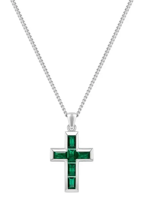 VINCERO Stone Cross Pendant Necklace - Green Nano