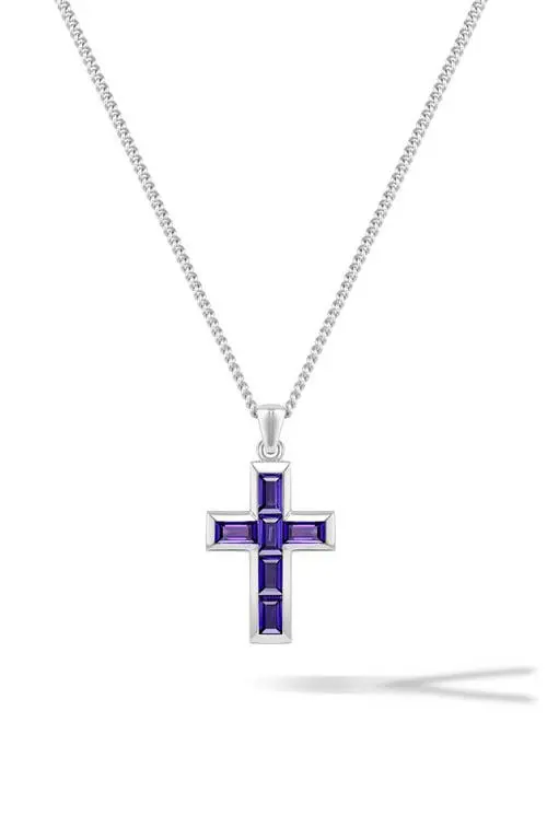 VINCERO Stone Cross Pendant Necklace - Purple
