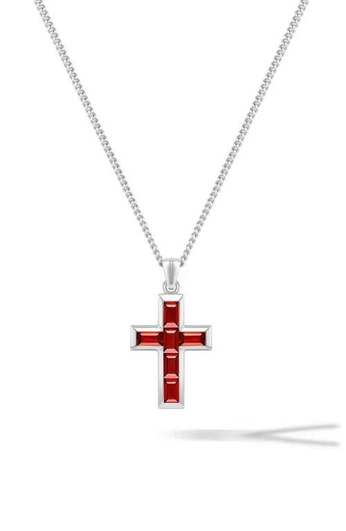 VINCERO Stone Cross Pendant Necklace - Red