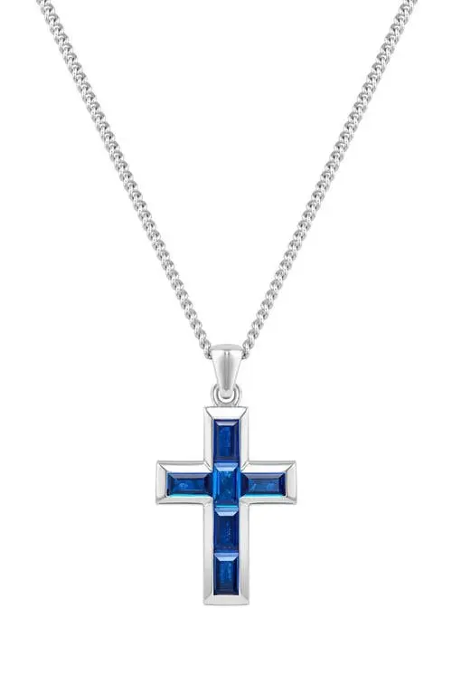 VINCERO Stone Cross Pendant Necklace - Sapphire