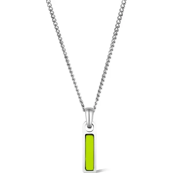 VINCERO Birthstone Tag Pendant Necklace - Silver/august/green Crystal