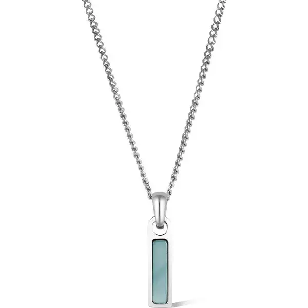VINCERO Birthstone Tag Pendant Necklace - Silver/march/amazonite