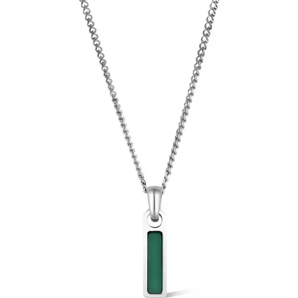 VINCERO Birthstone Tag Pendant Necklace - Silver/may/emerald Crystal