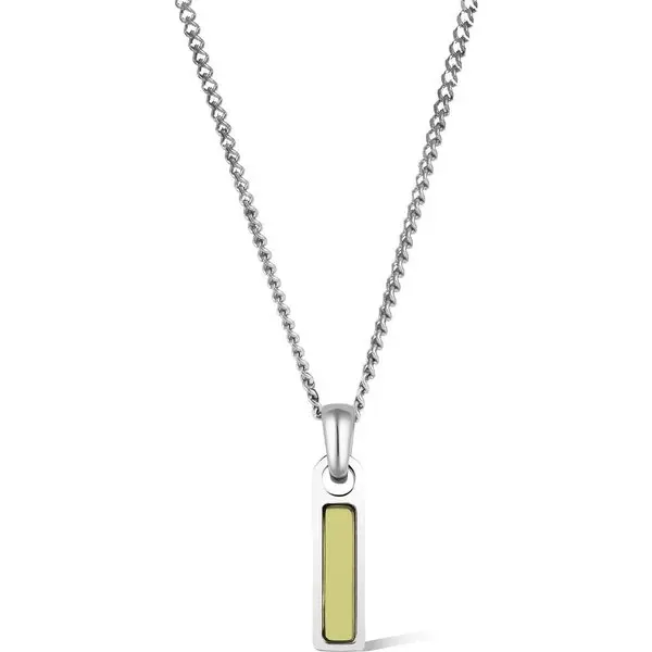 VINCERO Birthstone Tag Pendant Necklace - Silver/november/yellow Quartz