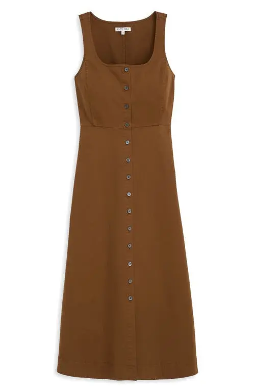 ALEX MILL Piper Twill A-line Dress - Coffee Liqueur