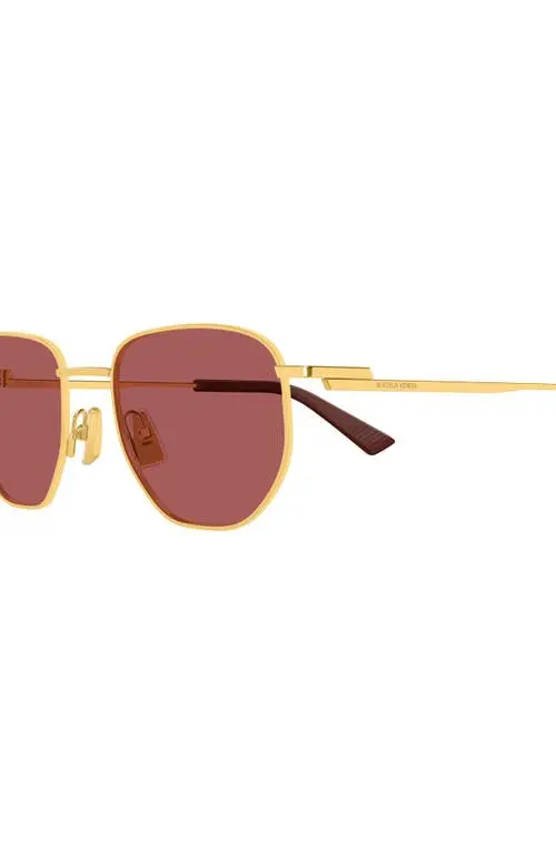 Bottega Veneta 52mm Pilot Sunglasses - Gold/pink