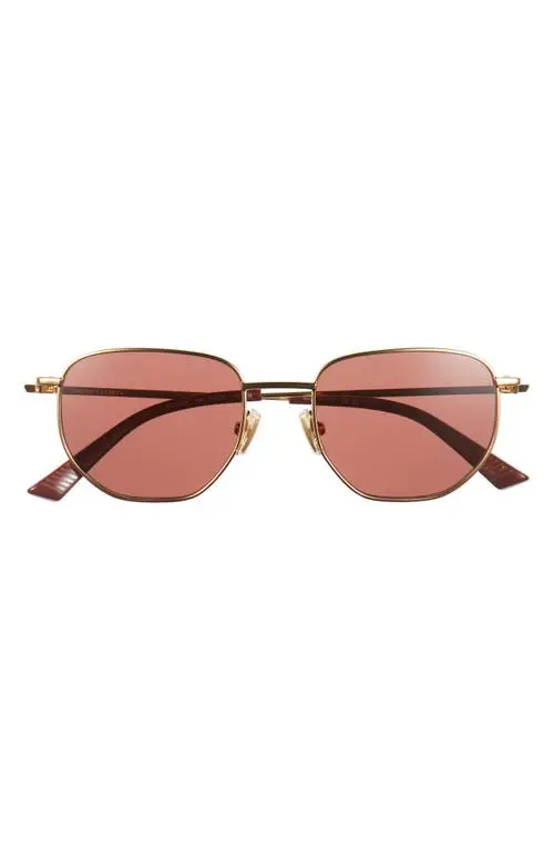 Bottega Veneta 52mm Pilot Sunglasses - Gold/pink