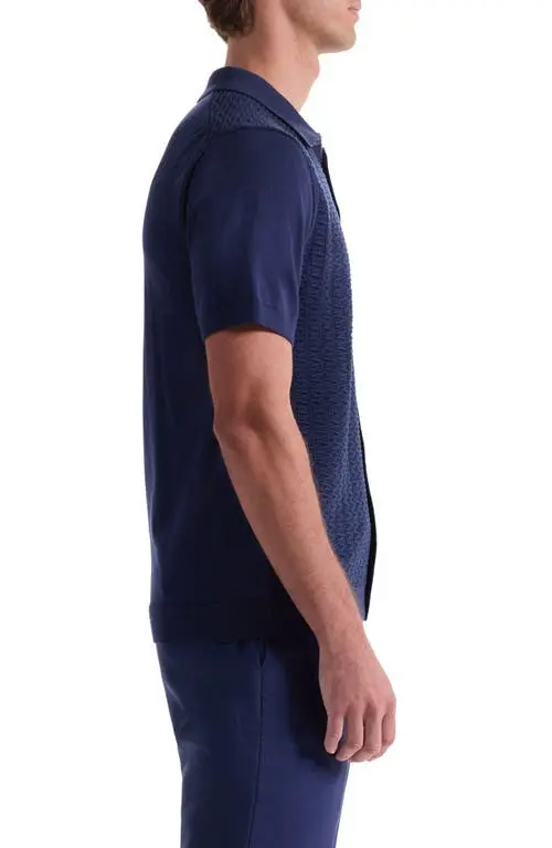 Bugatchi Short Sleeve Cardigan - Navy
