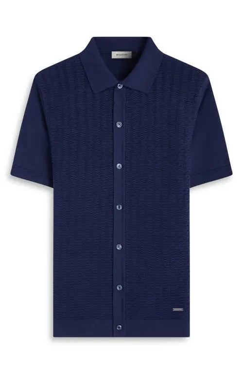 Bugatchi Short Sleeve Cardigan - Navy
