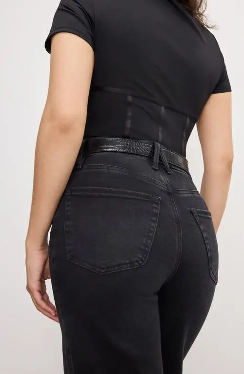 Good American Raw Hem Wide Leg Palazzo Jeans