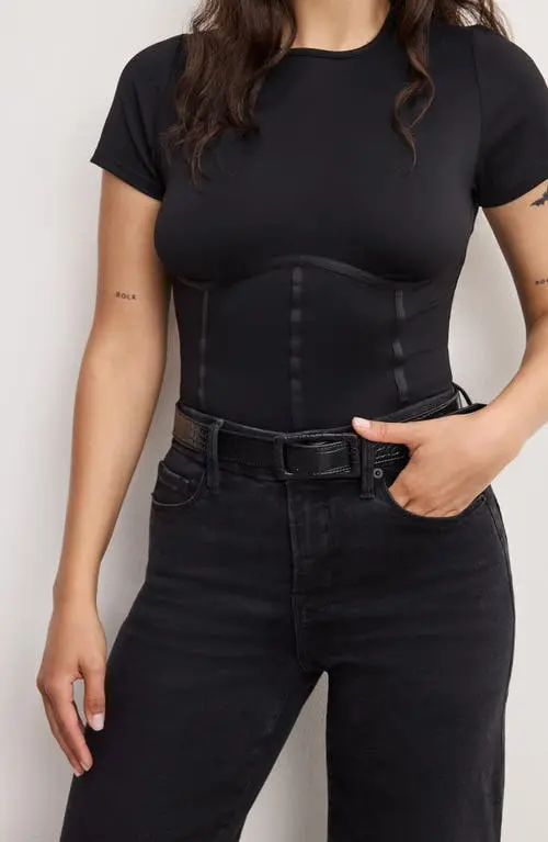 Good American Raw Hem Wide Leg Palazzo Jeans