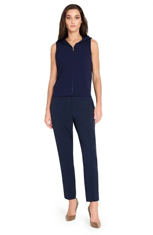 TAHARI ASL Hooded Zip-up Vest - Navy