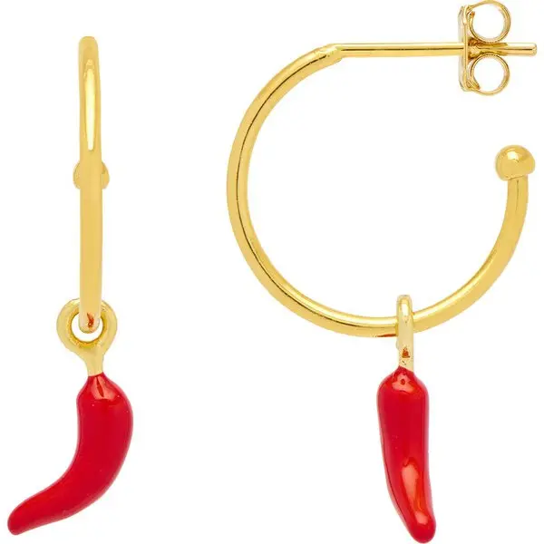 Estée Lauder Chili Dangle Hoop Earrings - Gold