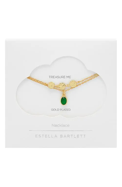 Estée Lauder Textured Disc & Green Onyx Pendant Necklace