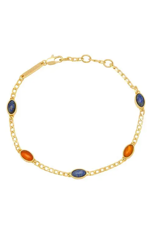 Estée Lauder Lapis Lazuli And Red Agate Chain Bracelet - Blue/red/gold