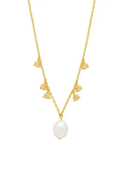 Estée Lauder Faux Pearl And Cubic Zirconia Charm Necklace - Gold