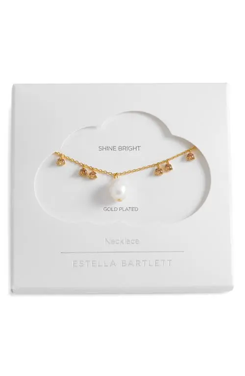 Estée Lauder Faux Pearl And Cubic Zirconia Charm Necklace