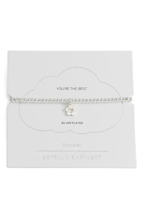 Estée Lauder Sienna Flower Heart Beaded Stretch Bracelet - Silver