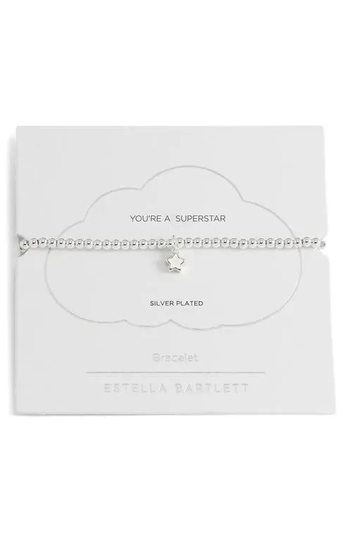 Estée Lauder Puffed Star Sienna Beaded Stretch Bracelet - Silver
