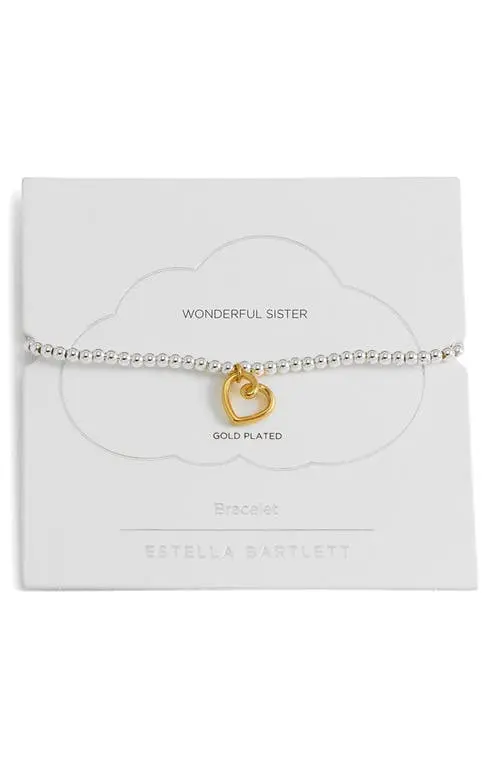Estée Lauder Heart Charm Beaded Bracelet - Gold And Silver