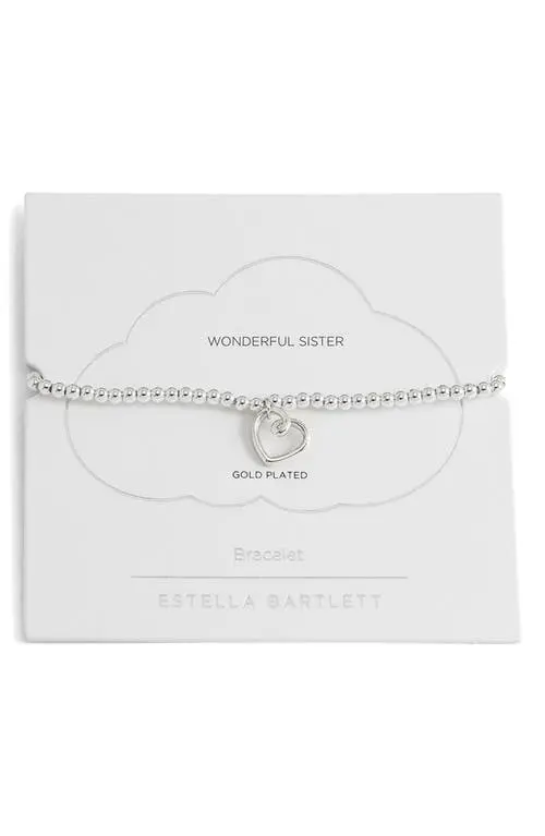 Estée Lauder Heart Beaded Stretch Bracelet - Silver