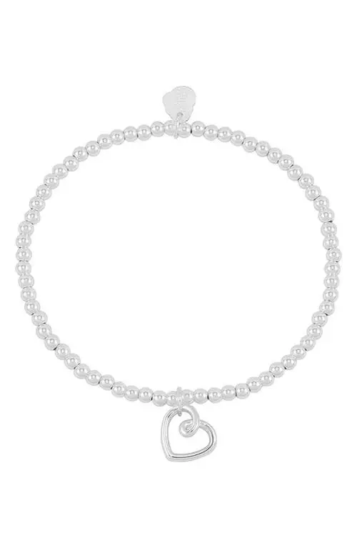Estée Lauder Heart Beaded Stretch Bracelet - Silver
