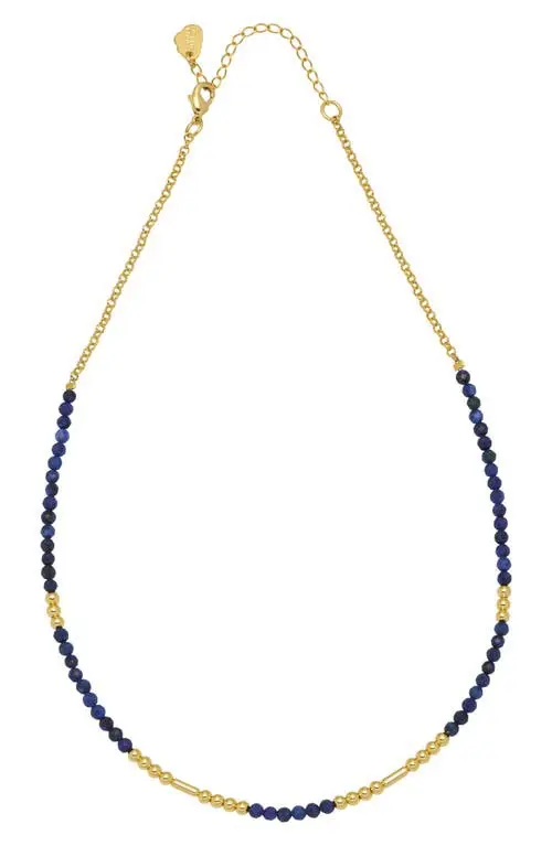 Estée Lauder Faceted Lapis Beaded Necklace - Blue And Gold