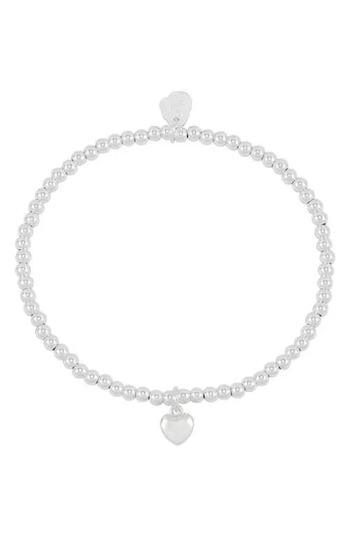 Estée Lauder Puffed Heart Beaded Stretch Bracelet - Silver