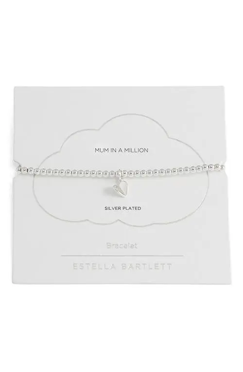 Estée Lauder Sienna Heart Beaded Stretch Bracelet - Silver