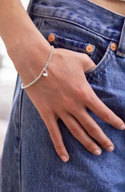Estée Lauder Sienna Heart Beaded Stretch Bracelet - Silver