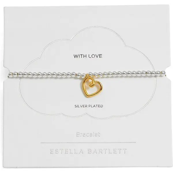 Estée Lauder Heart Beaded Stretch Bracelet - Gold And Silver