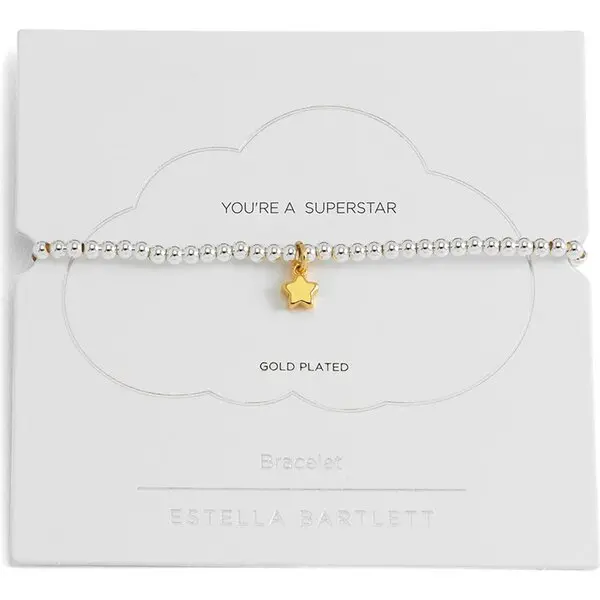 Estée Lauder Puffed Star Sienna Beaded Stretch Bracelet - Gold And Silver