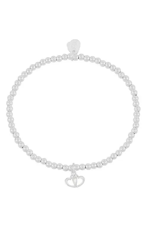 Estée Lauder Sienna Double Heart Beaded Stretch Bracelet - Silver