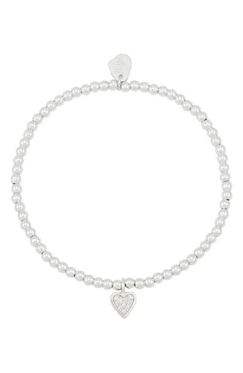 Estée Lauder Sienna Pavé Crystal Heart Beaded Stretch Bracelet - Silver