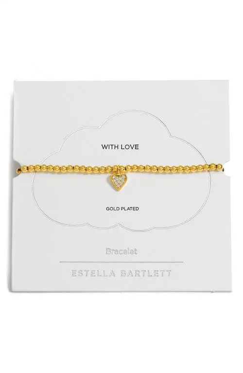 Estée Lauder Sienna Pavé Crystal Heart Beaded Bracelet - Gold