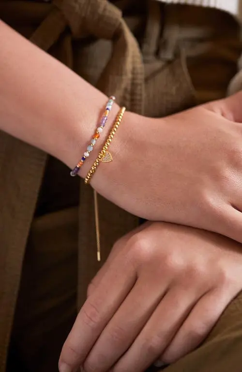 Estée Lauder Sienna Pavé Crystal Heart Beaded Bracelet - Gold