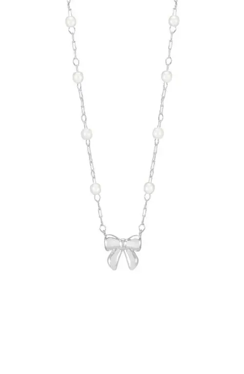 Estée Lauder Faux Pearl And Bow Necklace - Silver