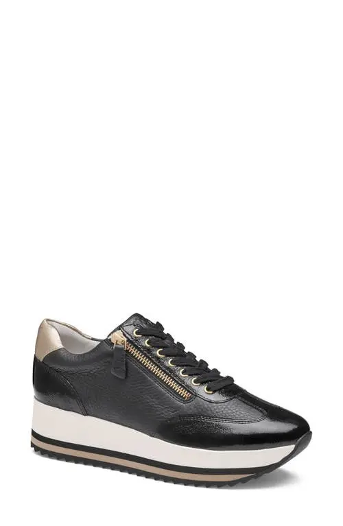 JOHNSTON & MURPHY COLLECTION Side-zip Platform Sneakers - Black Calfskin/patent Leather