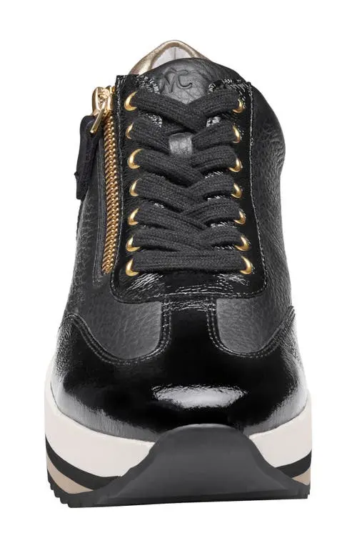 JOHNSTON & MURPHY COLLECTION Side-zip Platform Sneakers - Black Calfskin/patent Leather
