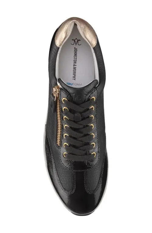 JOHNSTON & MURPHY COLLECTION Side-zip Platform Sneakers - Black Calfskin/patent Leather