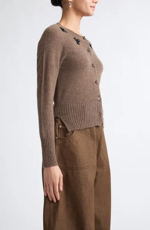 Simone Rocha Embellished Cashmere Cardigan - Peat/jet