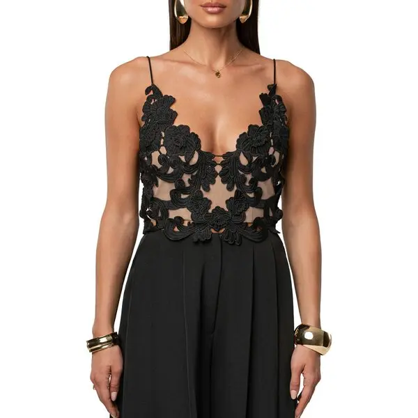 JLUXLABEL Embroidered Lace Crop Camisole