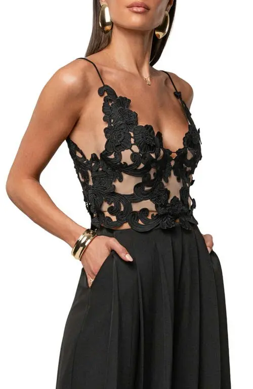 JLUXLABEL Embroidered Lace Crop Camisole